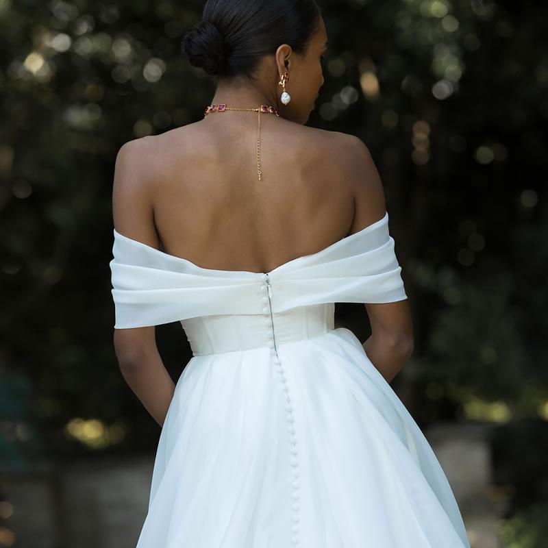 Prestyn Off the Shoulder Organza Wedding Dress by Madi Lane | LUV Bridal