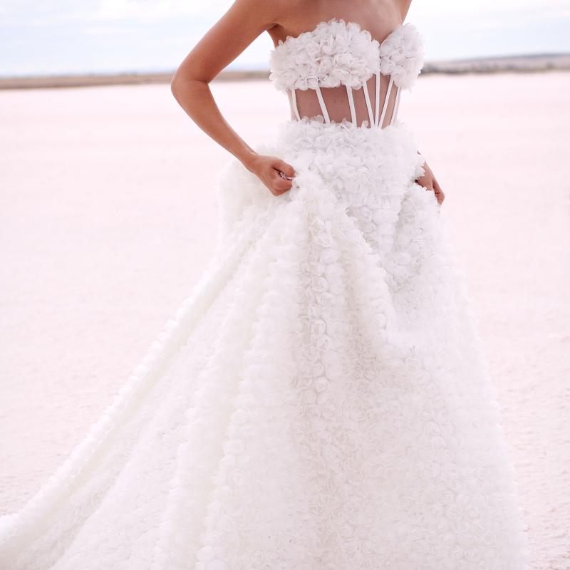 Roma Chiffon Rosette Wedding Dress by Jeune Bridal - LUV Bridal