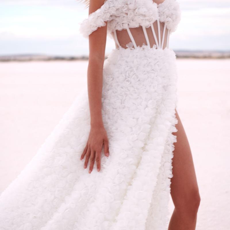 Roma Chiffon Rosette Wedding Dress by Jeune Bridal - LUV Bridal